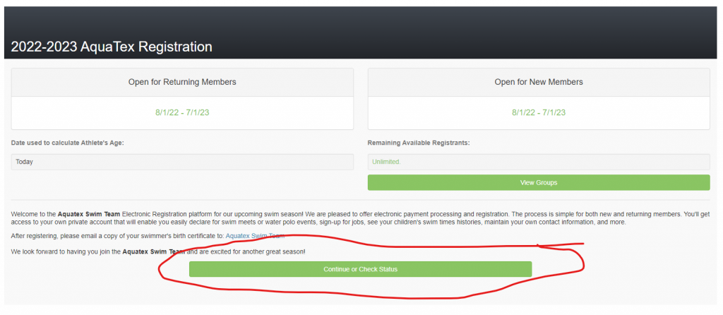 Re-Registering via TeamUnify - AquaTex Waterpolo Club